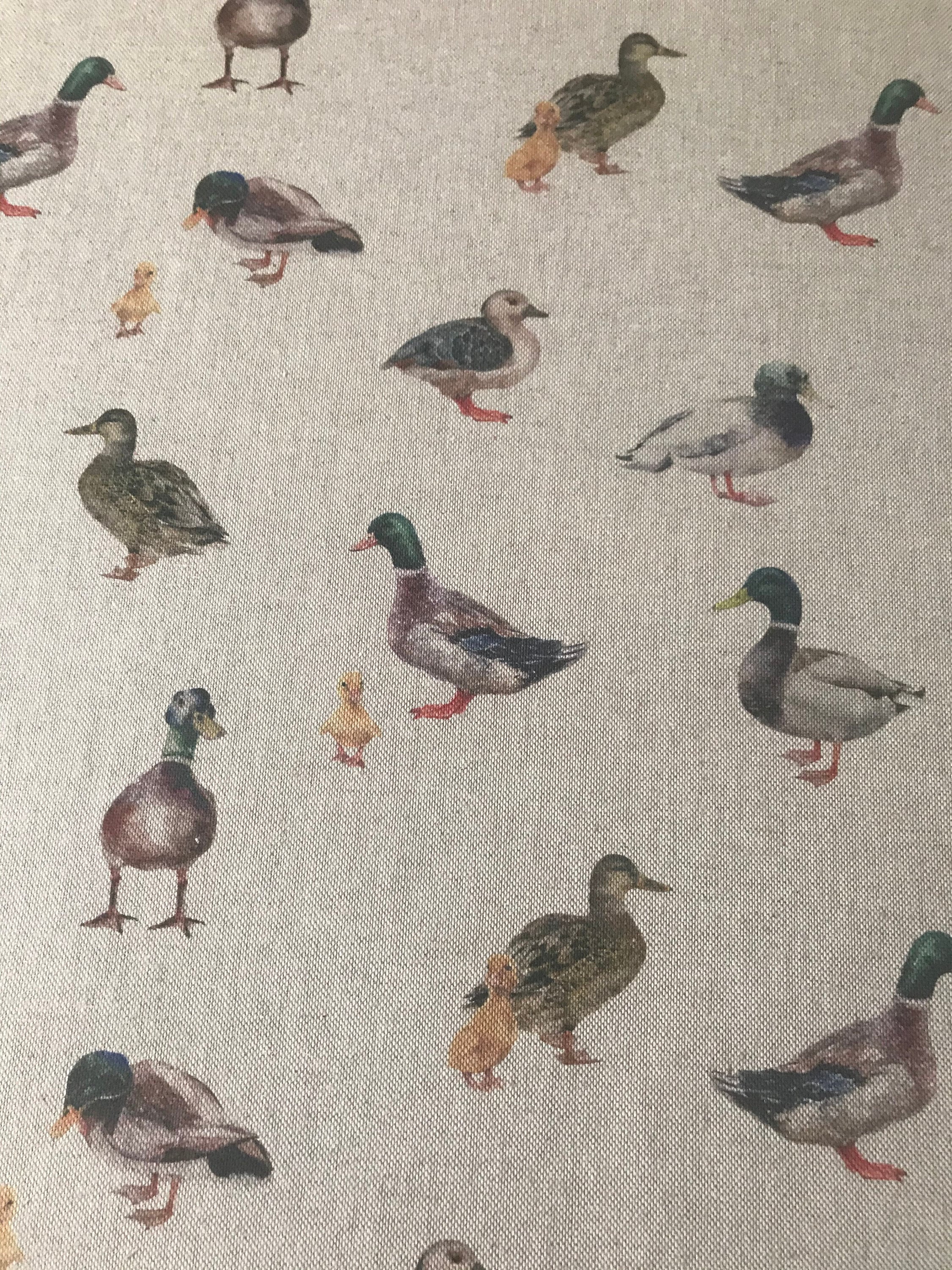 Mallard and Duckling Linen Look Fabric | Etsy