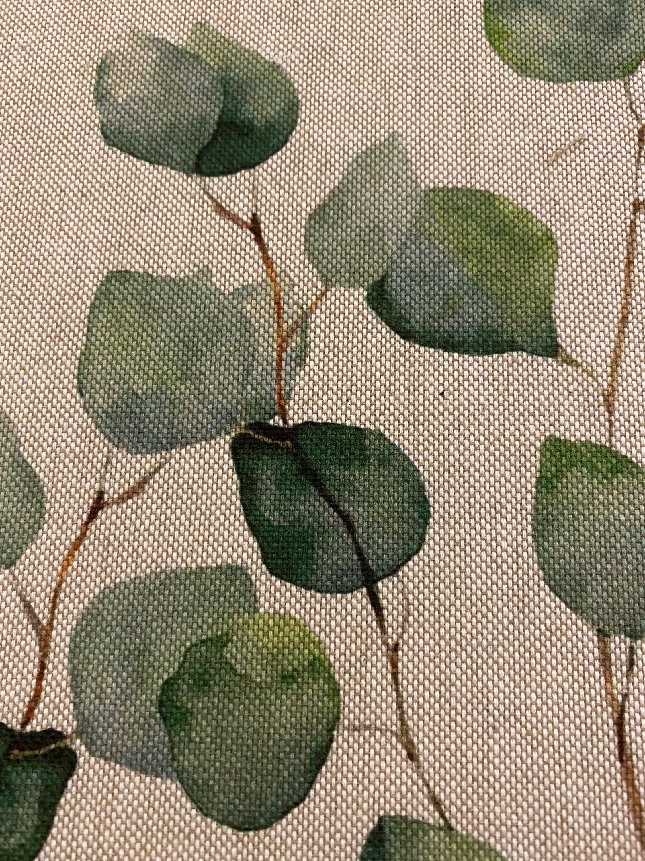 Green Leaf Watercolour Print Fabric Linen Look - Etsy