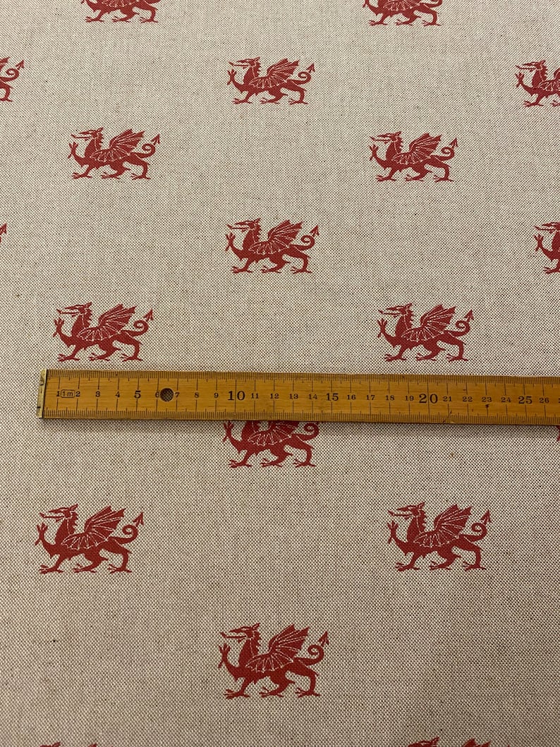 Welsh Dragon Linen Look Fabric & Cushion Panel - Etsy UK