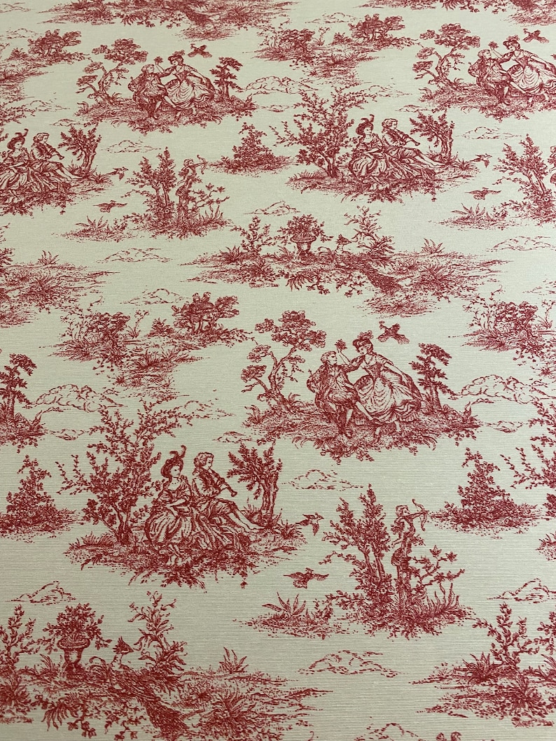 Toile De Jouy Fabric - Red Colourway - Etsy