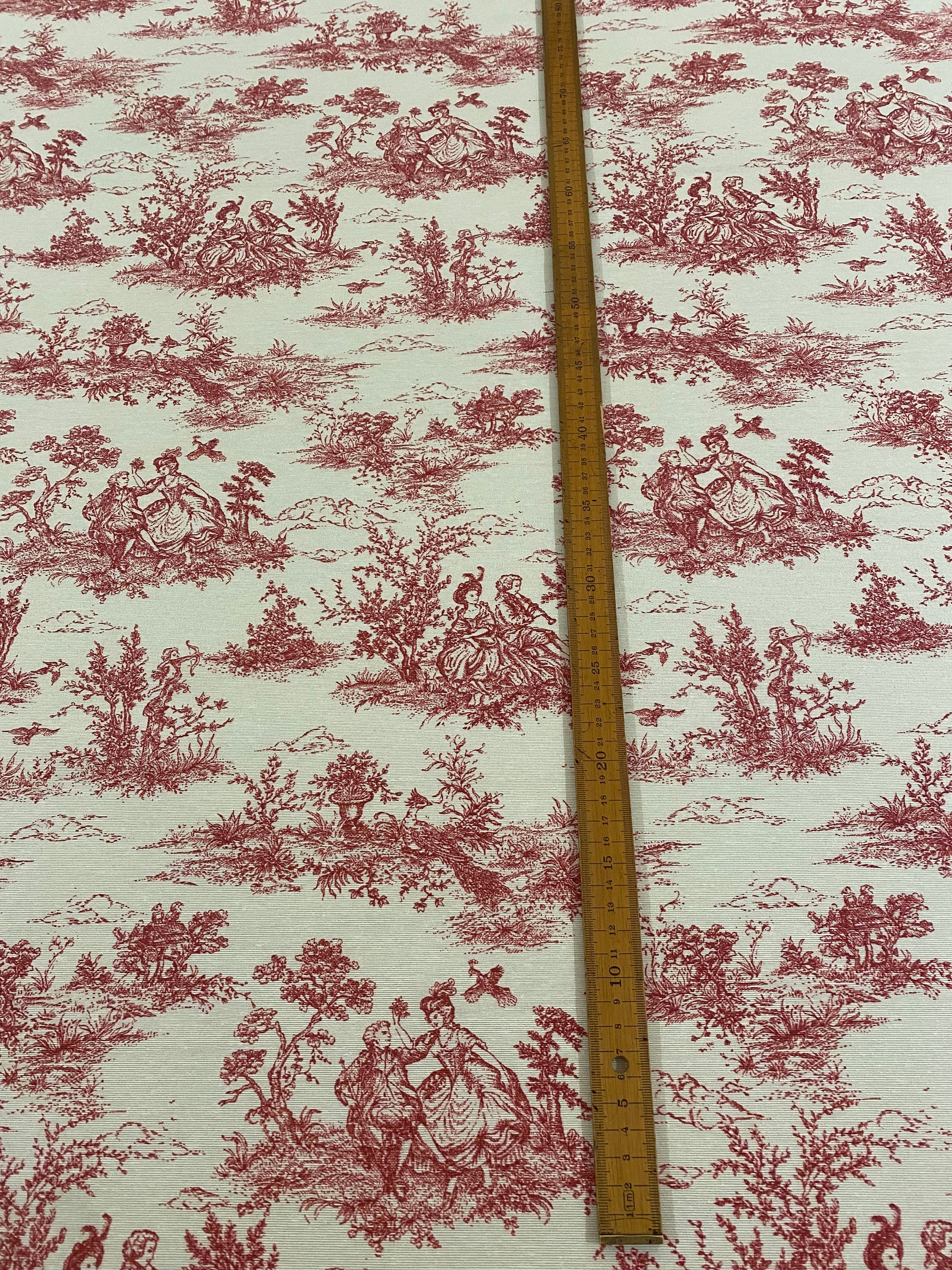 Toile De Jouy Fabric - Red Colourway - Etsy