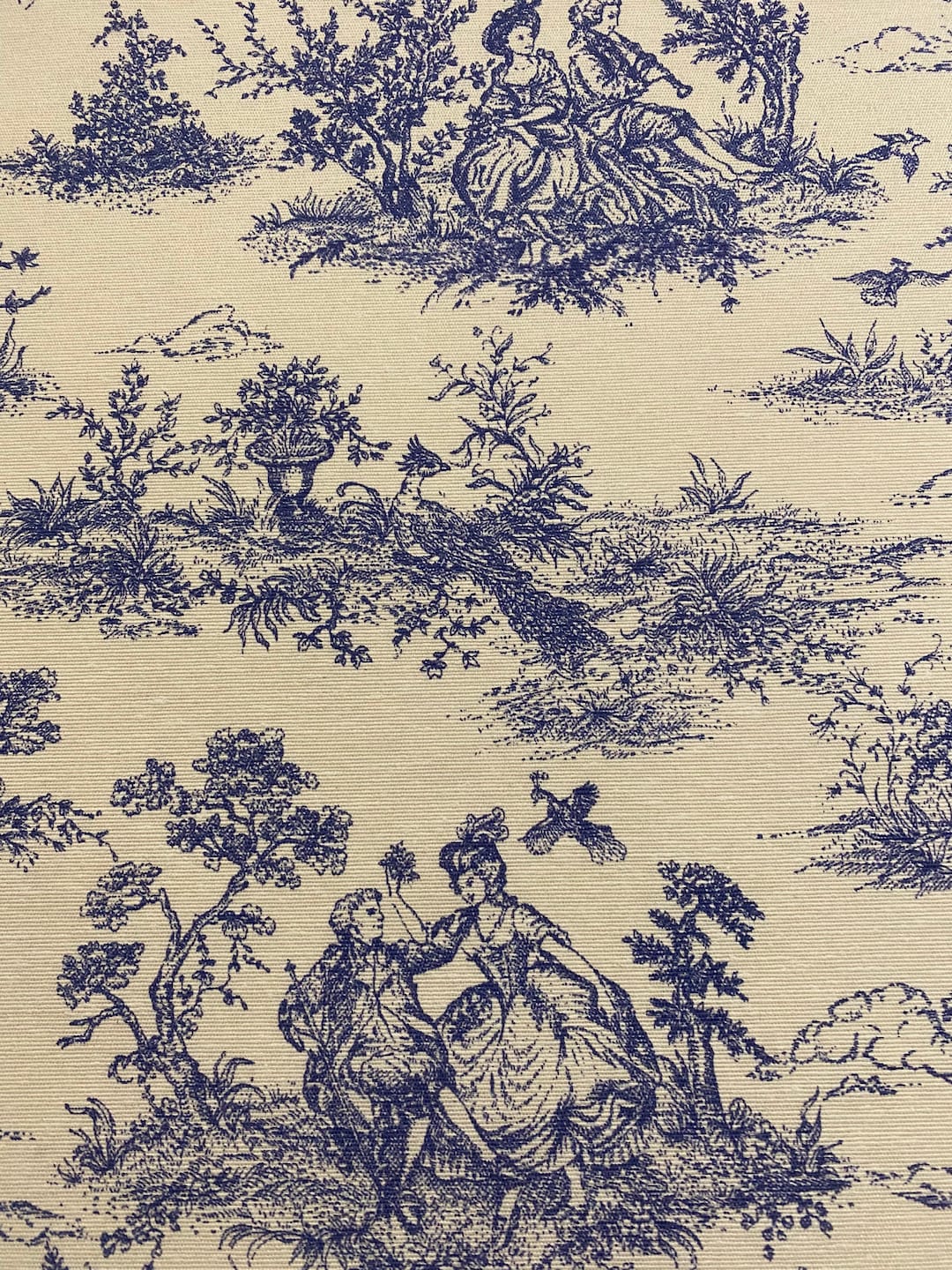 Toile De Jouy Fabric - Navy Colourway - Etsy