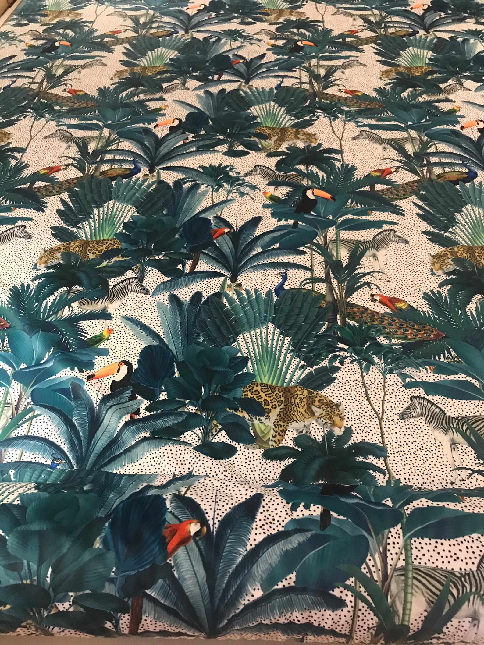 Jungle Print Velvet Fabric - White Background - Etsy UK