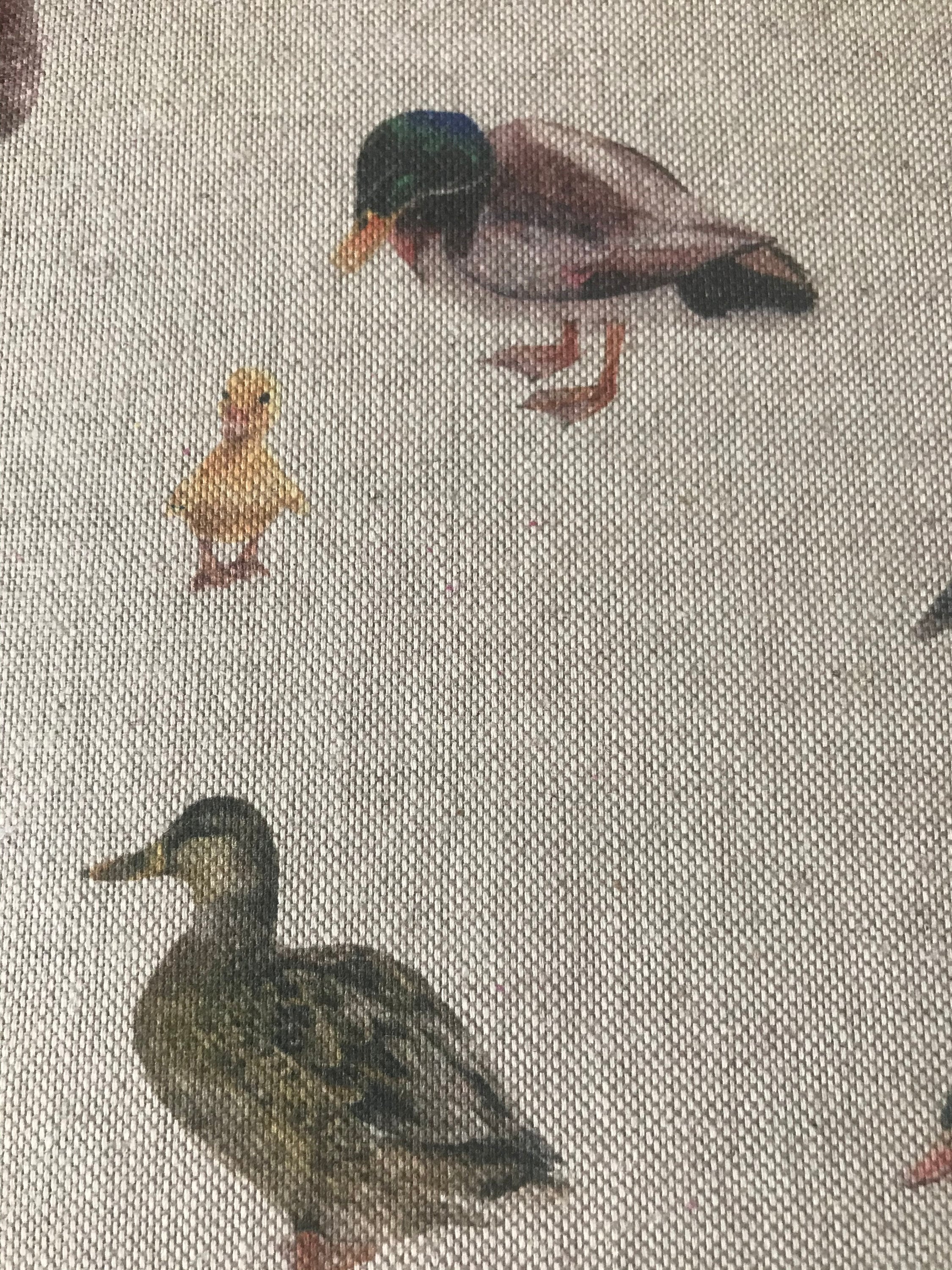 Mallard and Duckling Linen Look Fabric | Etsy