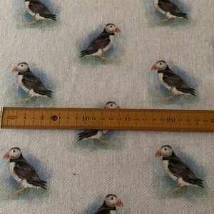 Puffin Fabric - Linen Look Digital Design With Matching Cushion Panel ...