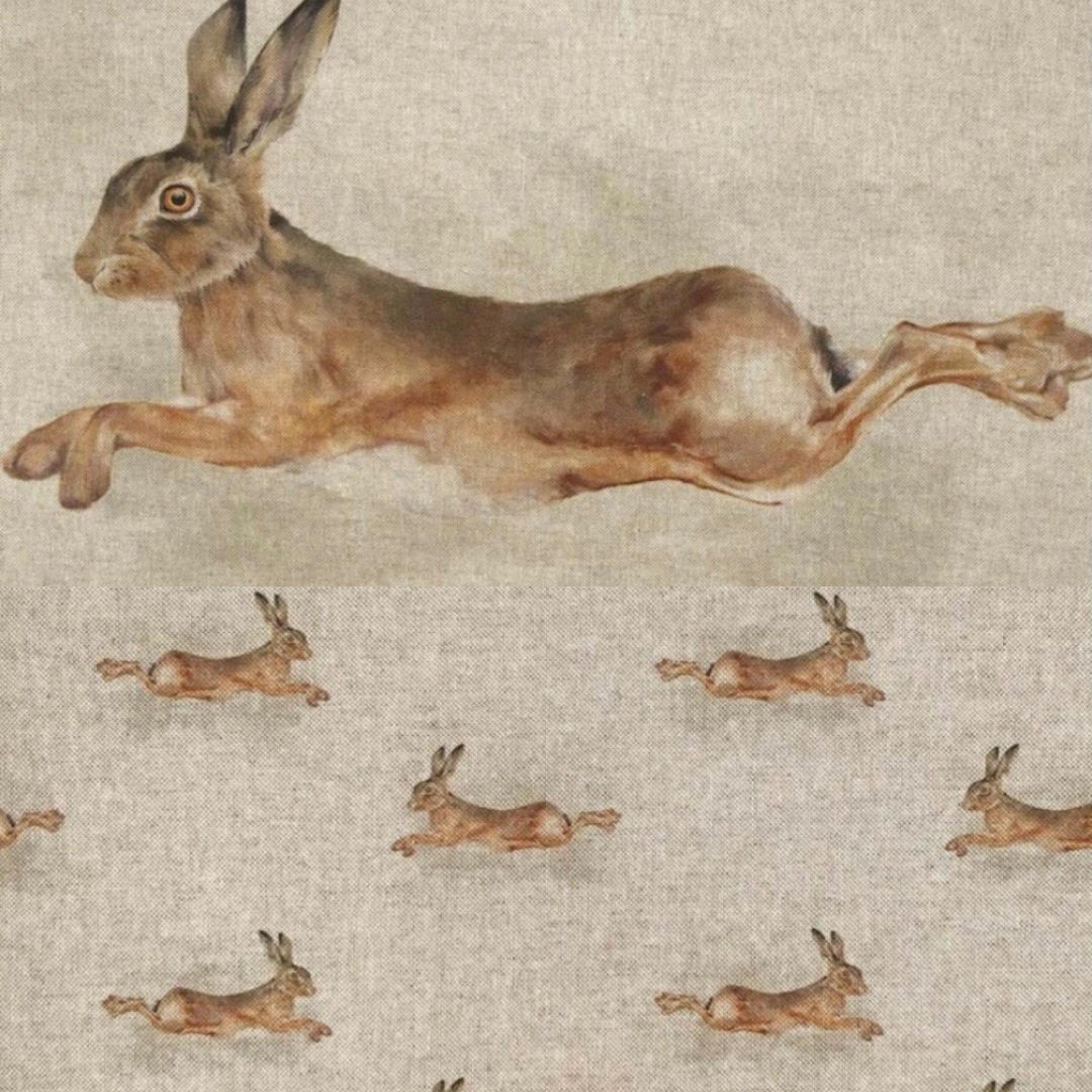 Leaping Hare Linen Look Fabric - With Matching Cushion Panel - Etsy