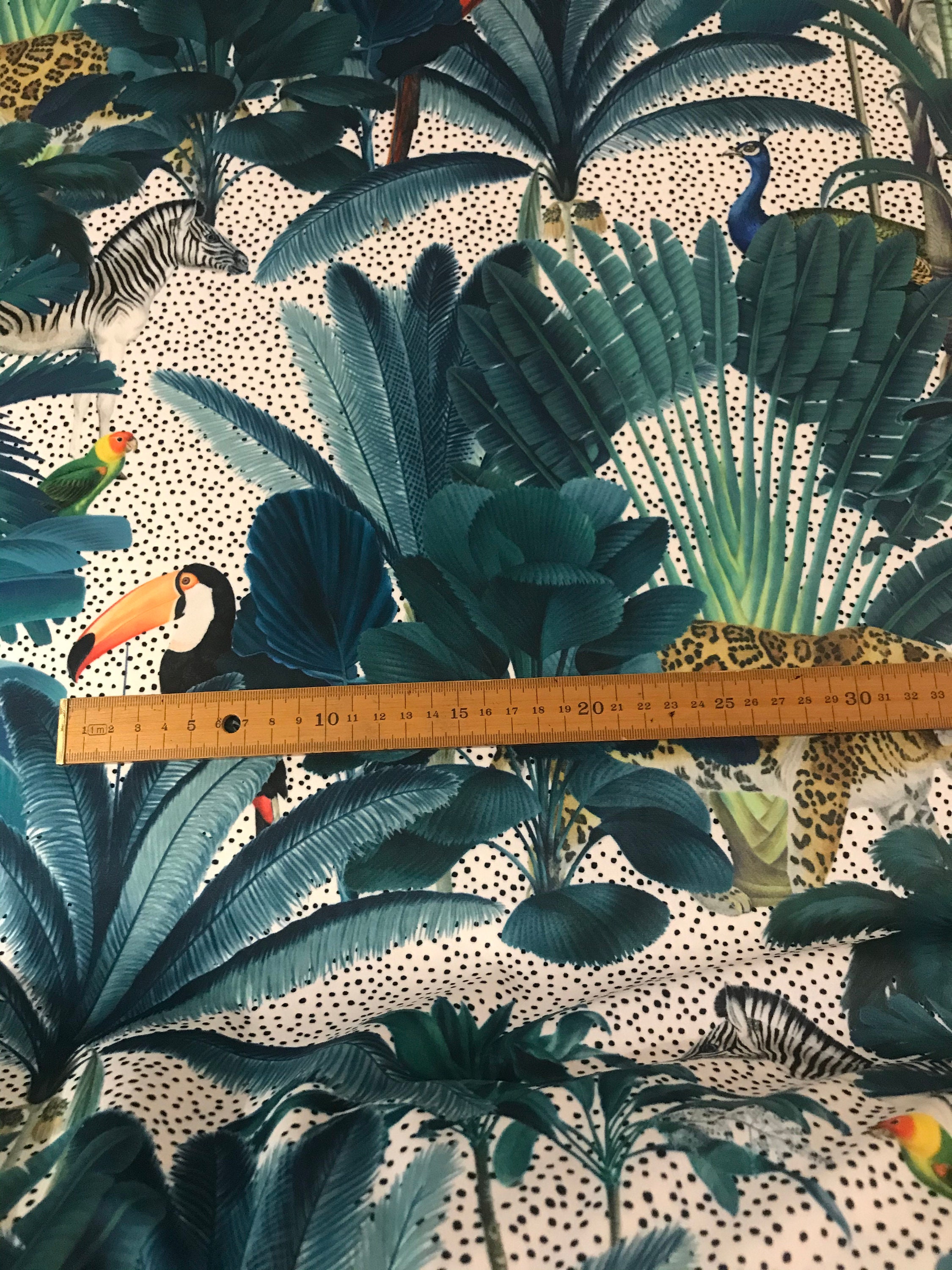 Jungle Print Velvet Fabric - White Background - Etsy