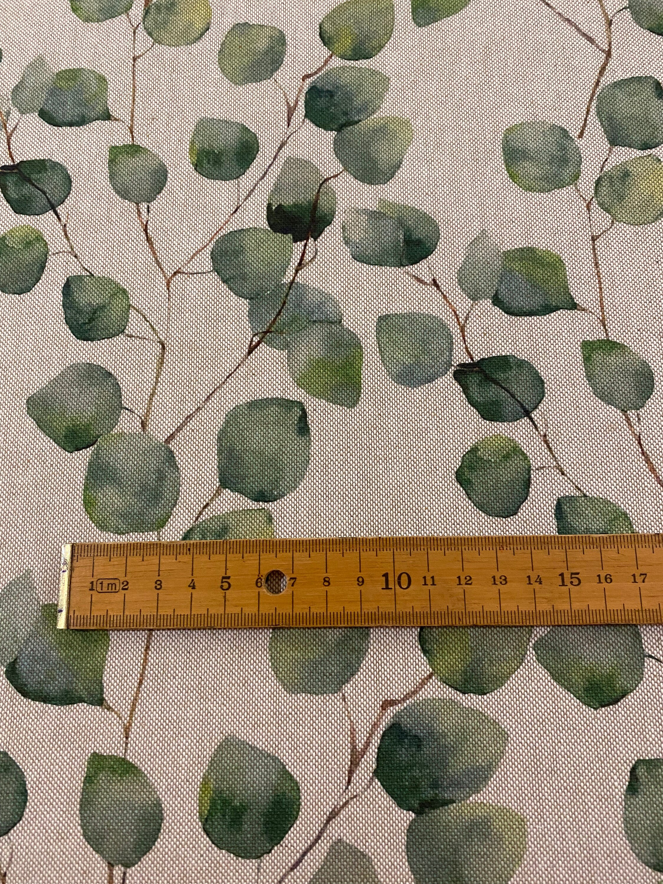 Green Leaf Watercolour Print Fabric Linen Look - Etsy