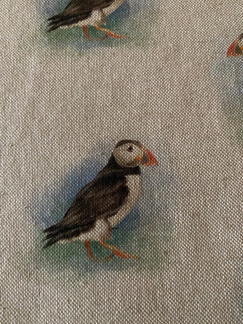 Puffin Fabric - Linen Look Digital Design With Matching Cushion Panel ...