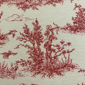 Toile De Jouy Fabric - Red Colourway - Etsy