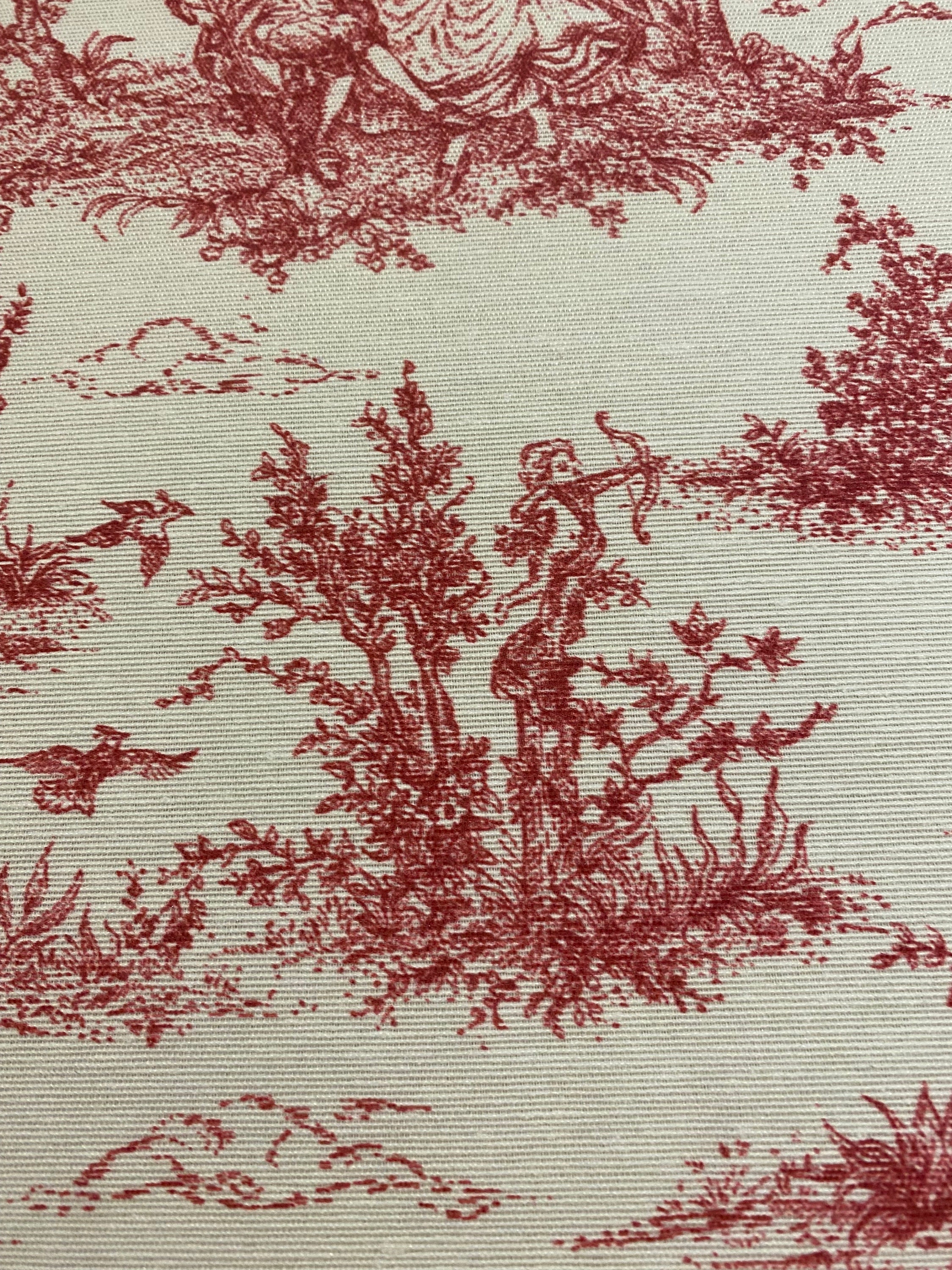 Toile De Jouy Fabric - Red Colourway - Etsy