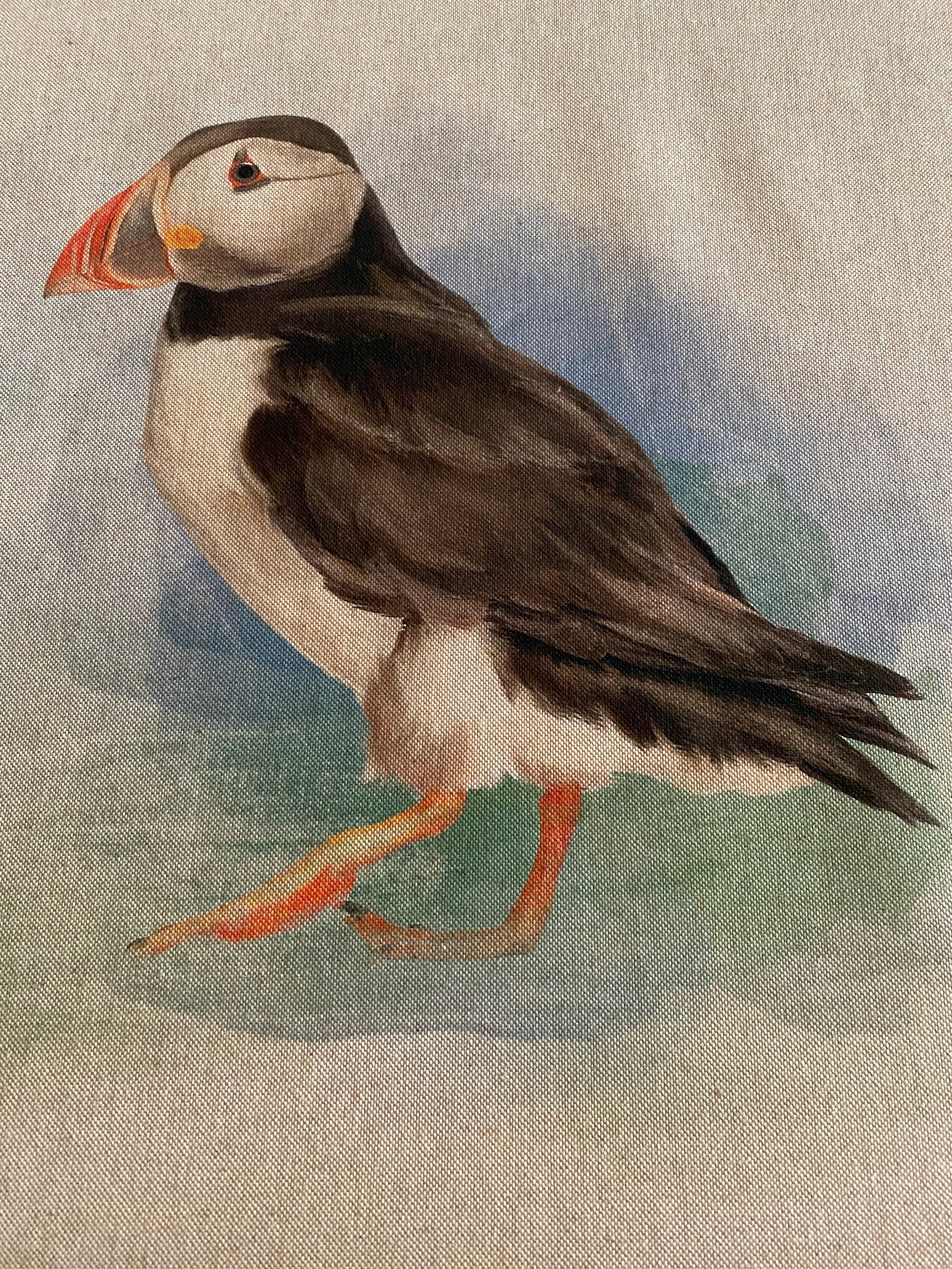 Puffin Fabric Linen Look Digital Design | Etsy