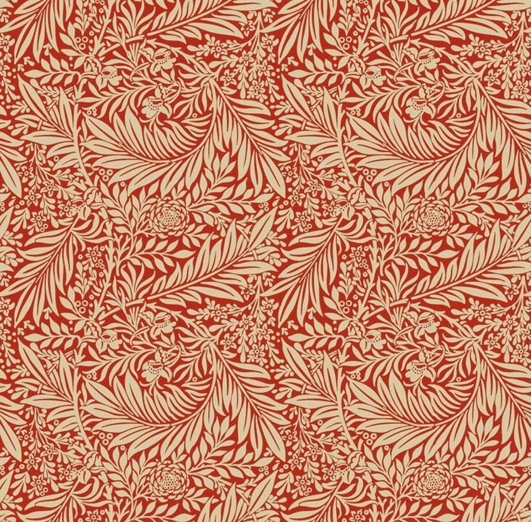 William Morris Larkspur Fabric Crimson - 100% Cotton - Etsy