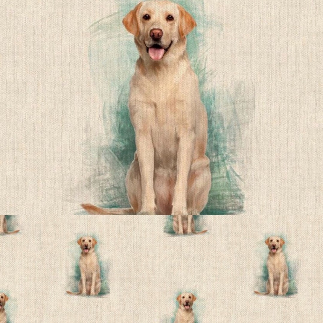 Golden Labrador Fabric - Linen Look With Matching Cushion Panel - Etsy