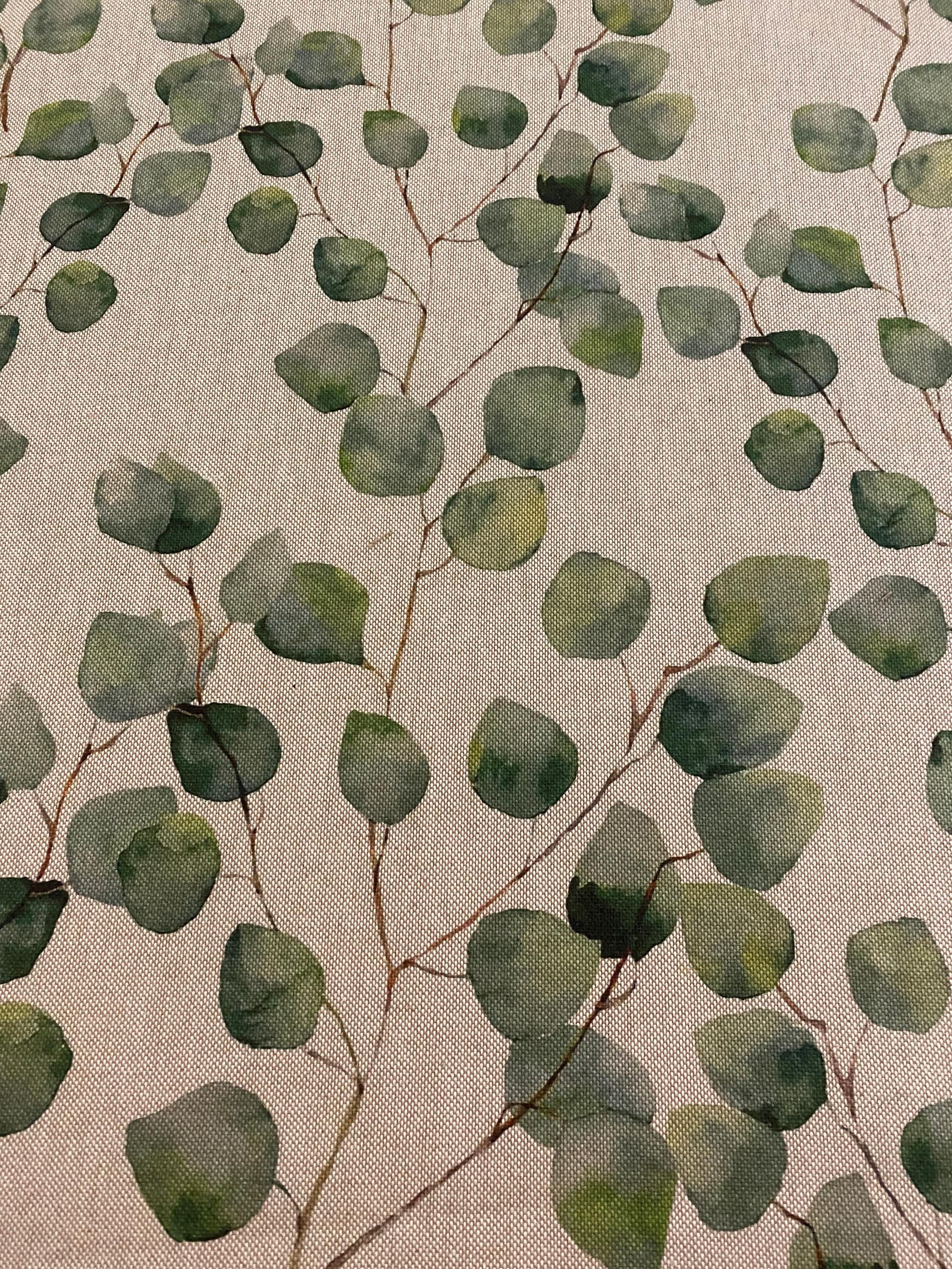 Green Leaf Watercolour Print Fabric Linen Look | Etsy