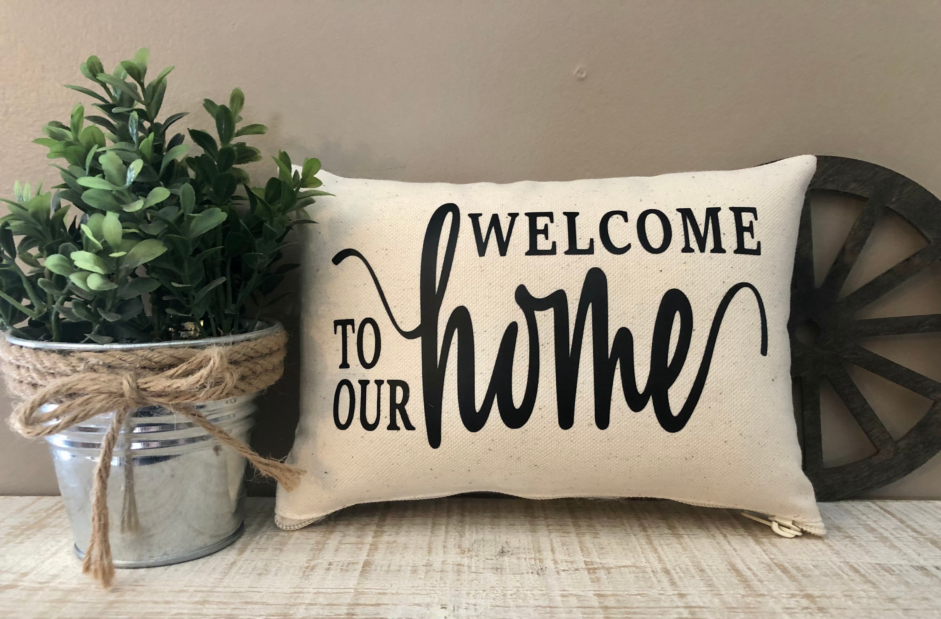 Welcome Home Mini Accent Pillow, Cotton Canvas, Shelf Decor - Etsy