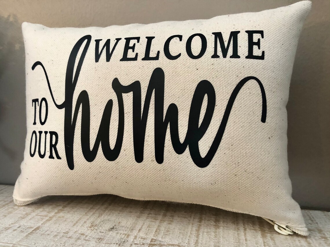 Welcome Home Mini Accent Pillow, Cotton Canvas, Shelf Decor - Etsy