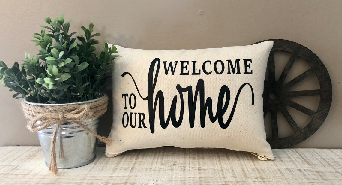 Welcome Home Mini Accent Pillow, Cotton Canvas, Shelf Decor - Etsy