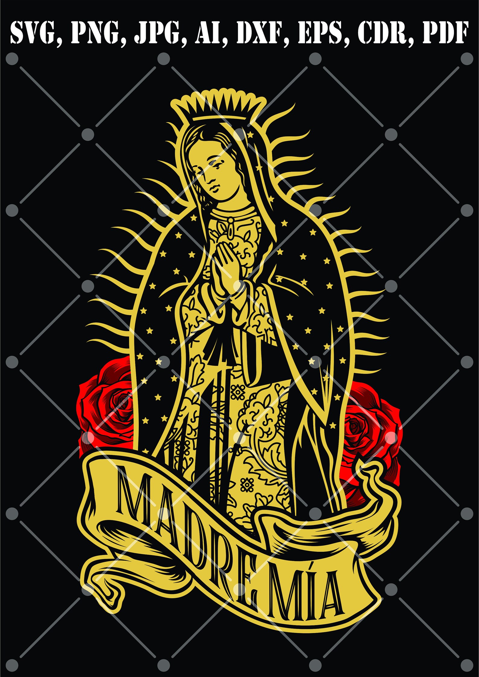 Virgin Mary / Digital Instant Download / Svg / Jpg / Png / Cdr / Ai ...