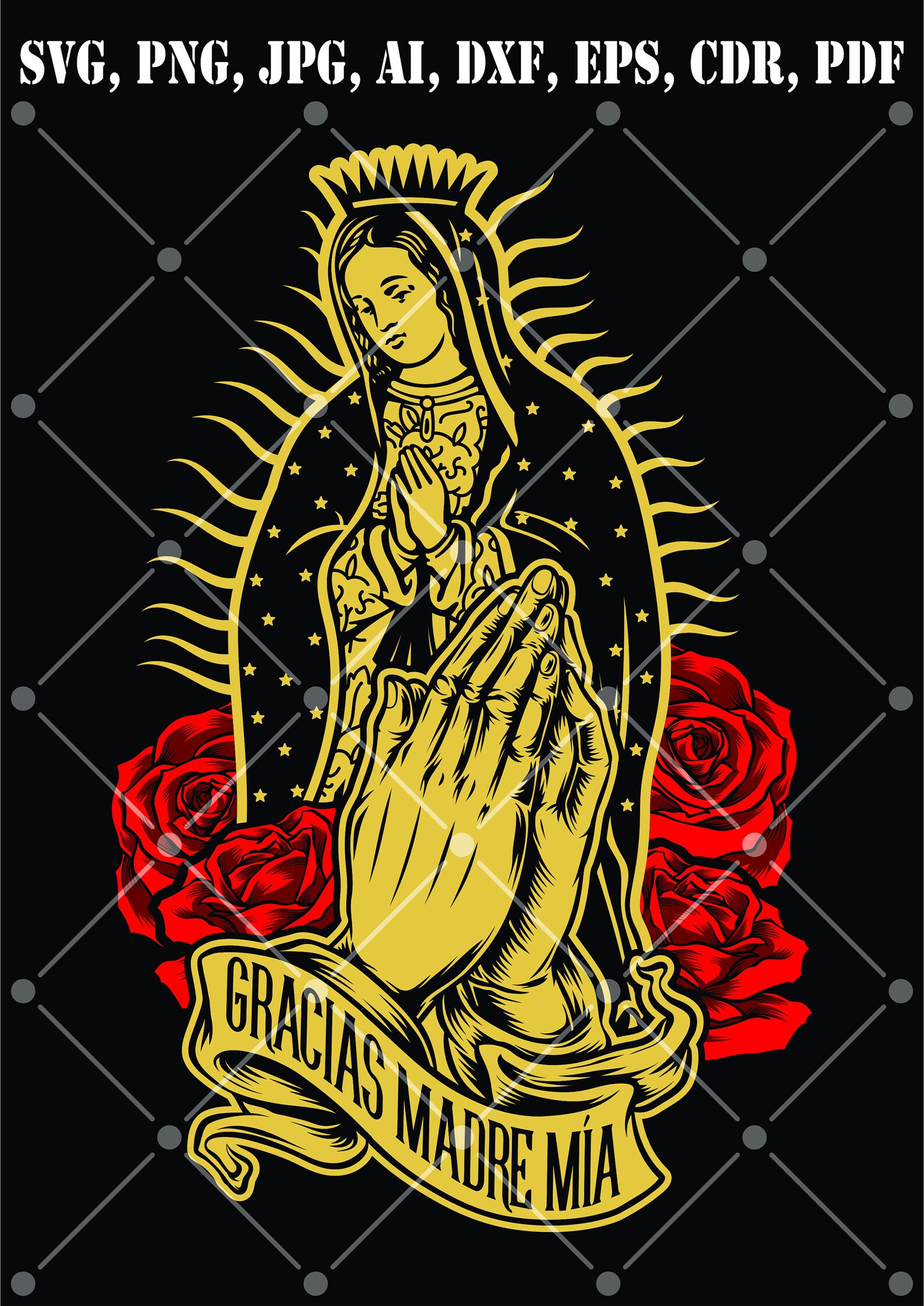 Virgin Mary / Digital Instant Download / Svg / Jpg / Png / Cdr / Ai ...