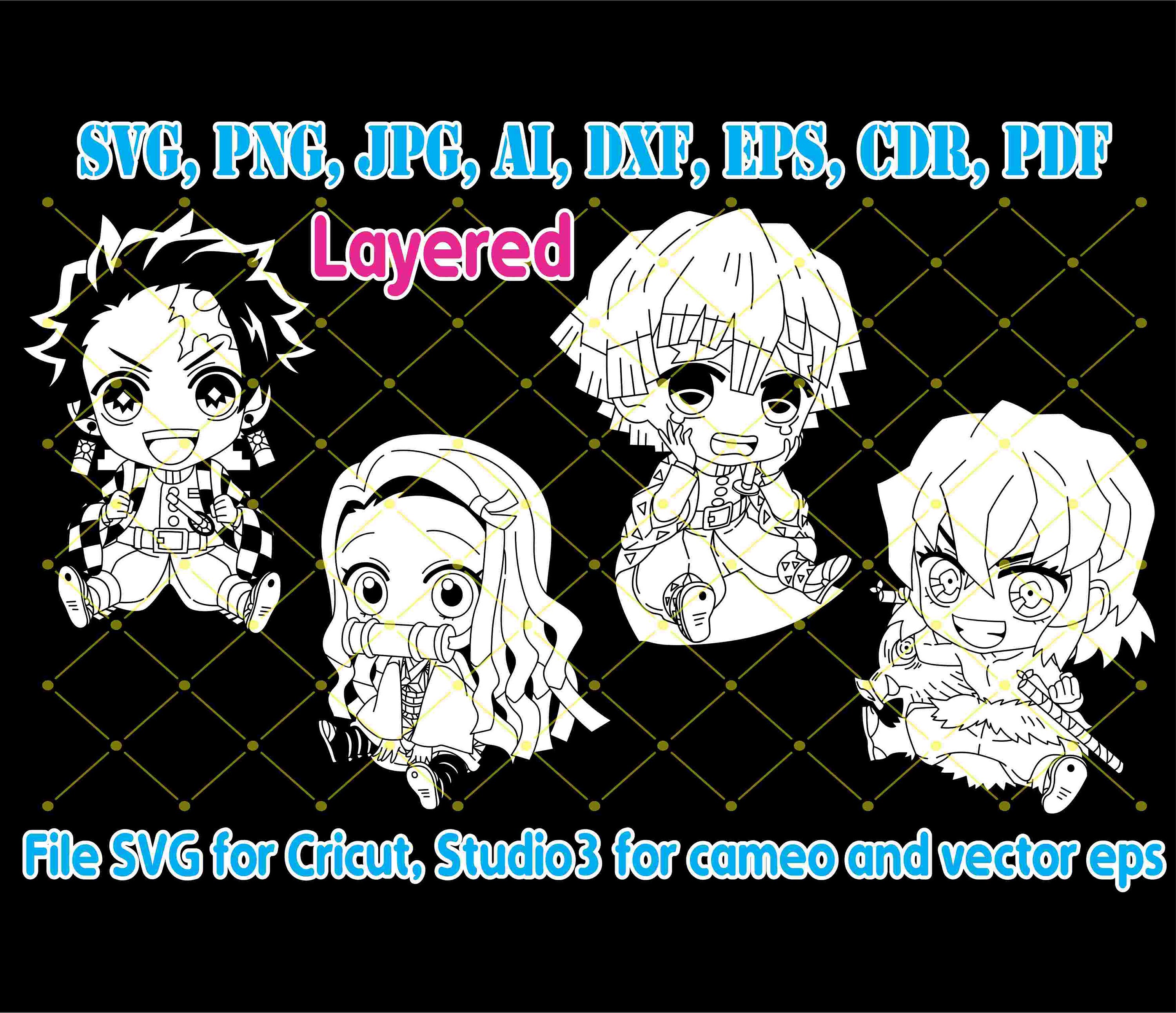 Anime Character Pack / Svg Cricut File / Cameo Studio 3 File / Digital ...
