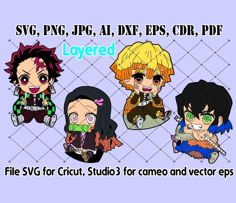 Anime Character Pack / Svg Cricut File / Cameo Studio 3 File / Digital ...