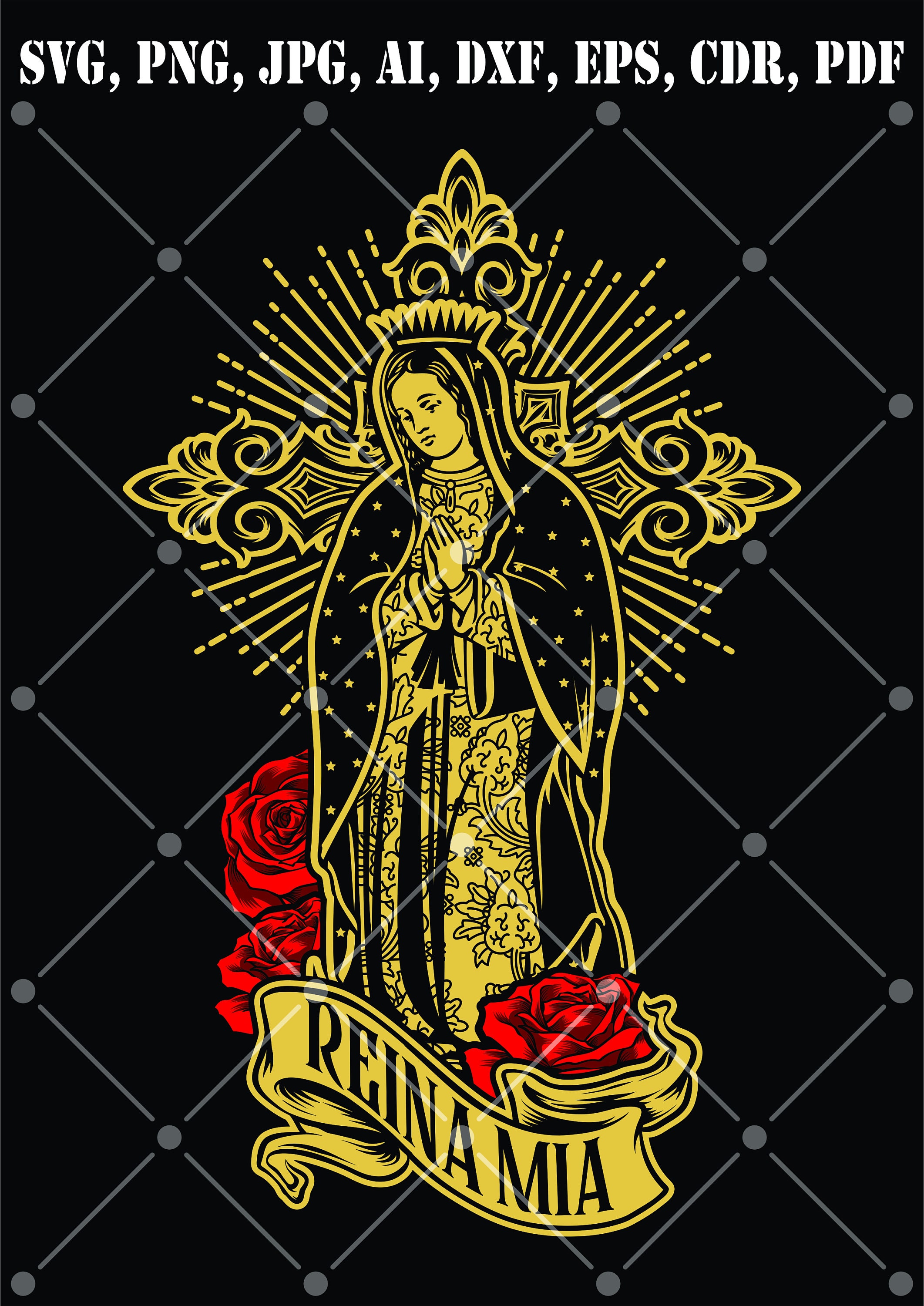 Virgin Mary / Digital Instant Download / Svg / Jpg / Png / Cdr / Ai ...