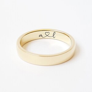 Initial Wedding Band, 4 Mm Wedding Band, Heart Connected Initials ...