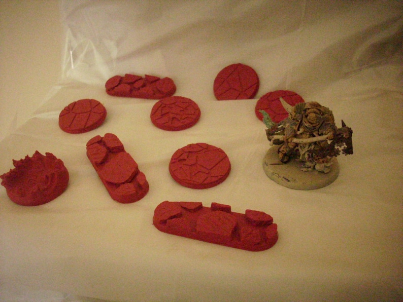 28MM Tabletop Wargaming Miniature Bases -[9] Pc - FIRE / LAVA Theme ...