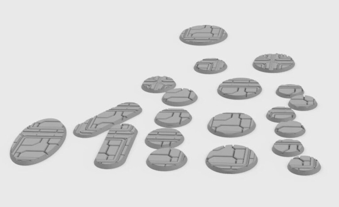 Miniature Bases - [20] Pc. Tech Sector Bases Set B - FALLOUT Post Apoc ...