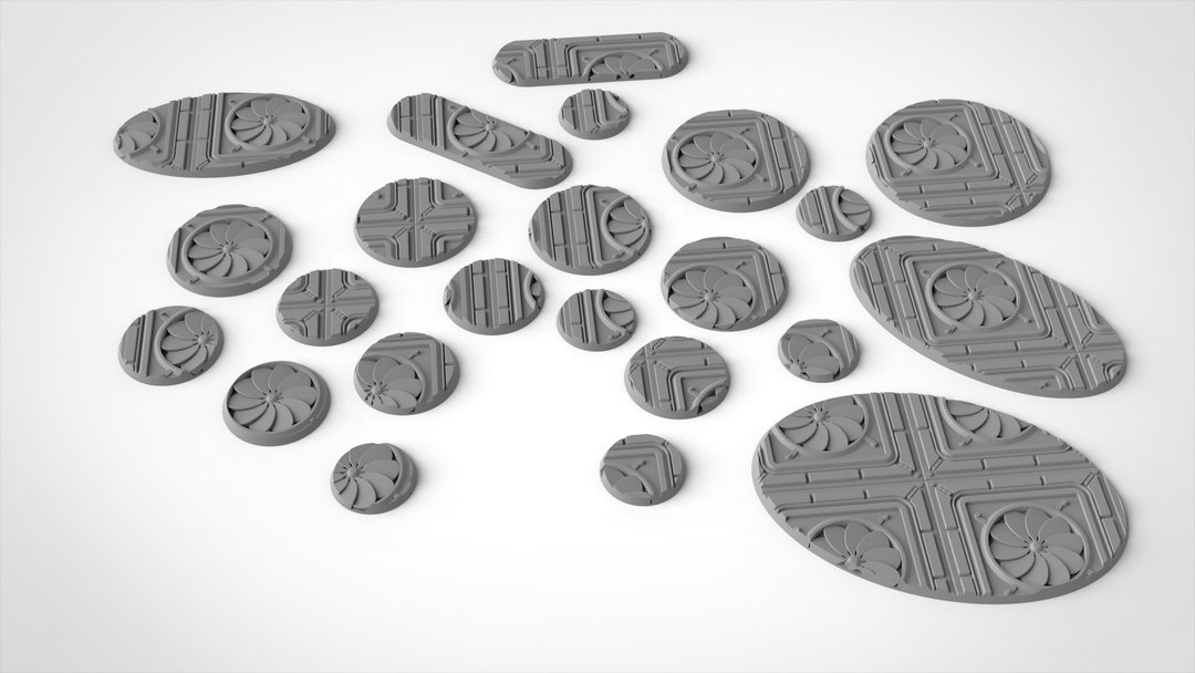 Miniature Bases - [23] Pc. Tech Sector Bases Set - FALLOUT Post Apoc ...