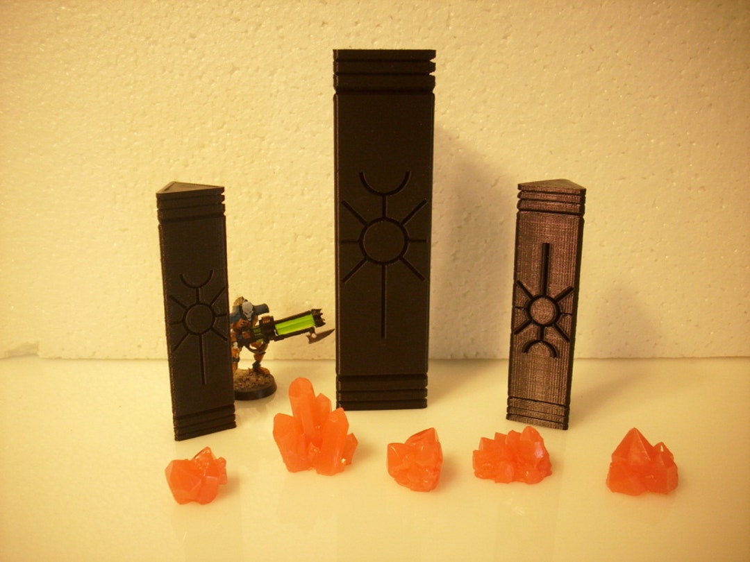 Set of (3) NECRONTYR Obelisks W/ Acrylic Necron Crystalse!! WH40 ...