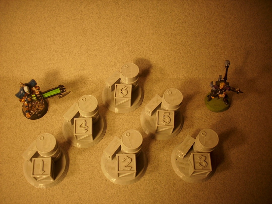 Battle Terrain Objective Markers (1-6) - Many Colors - 28mm Tabletop ...