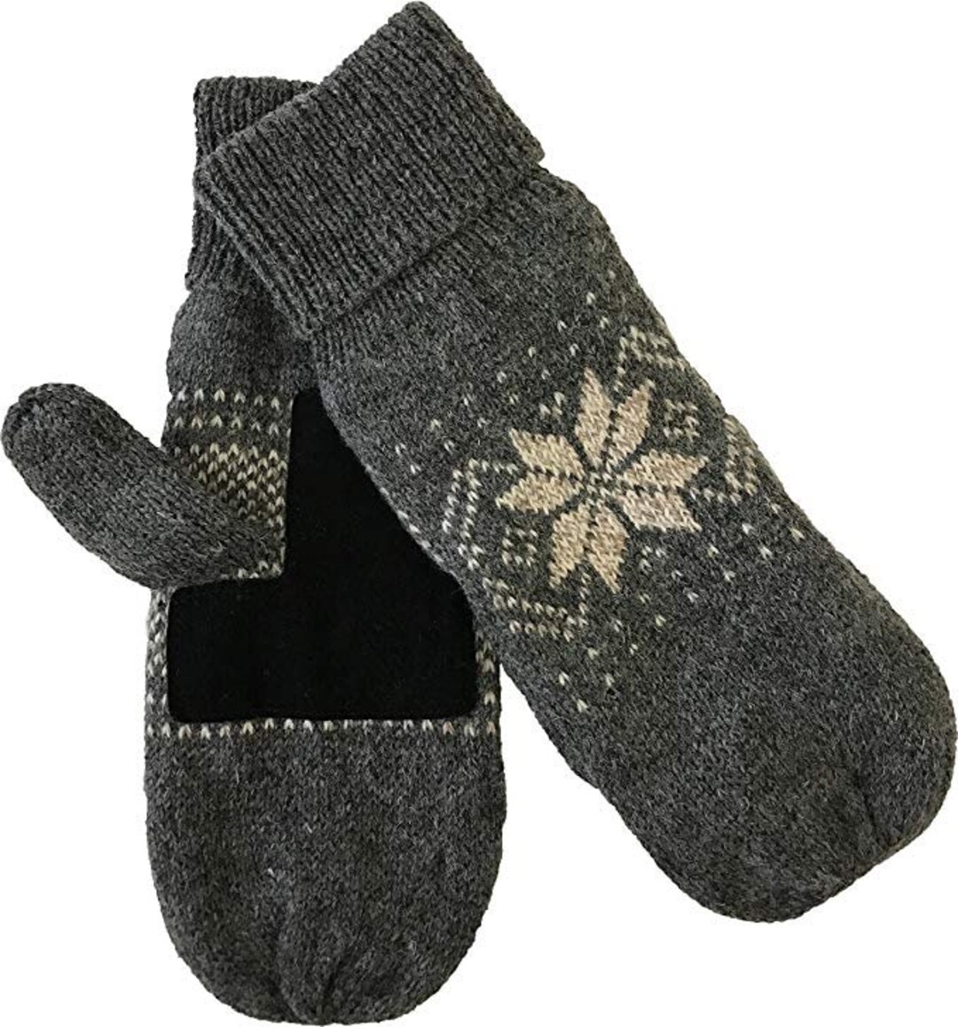Mens Ragg Wool Mitten With Suede Gripper Palm & Fleece Lined Insulation ...