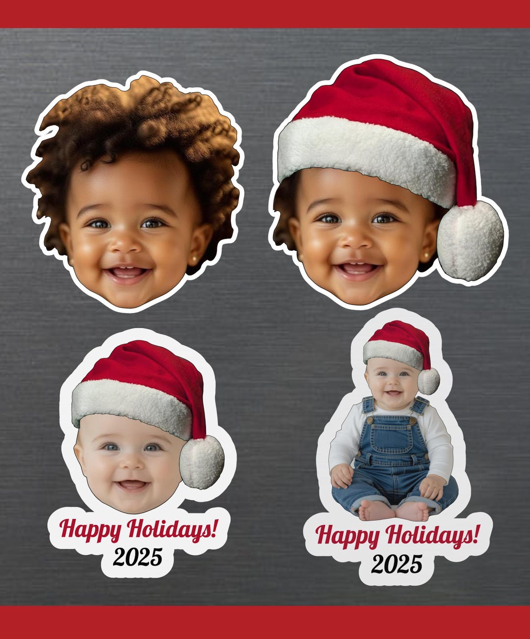 Christmas Face Magnets With Photoshopped Santa Cap | Personalized ...