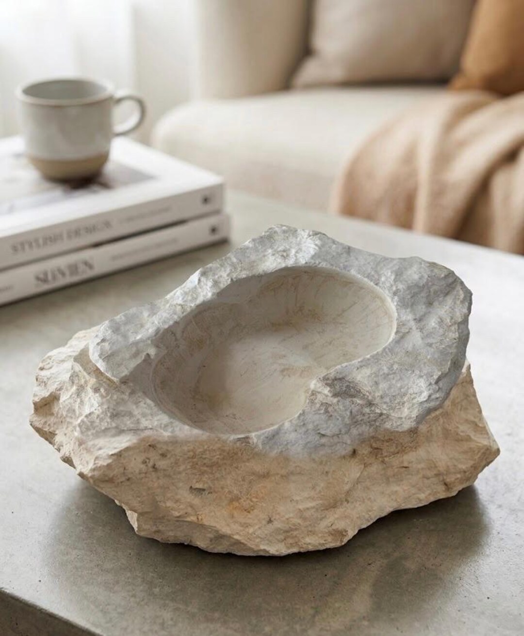 Natural Limestone Planter: Handcrafted Sloping Pot | Heavy - Etsy