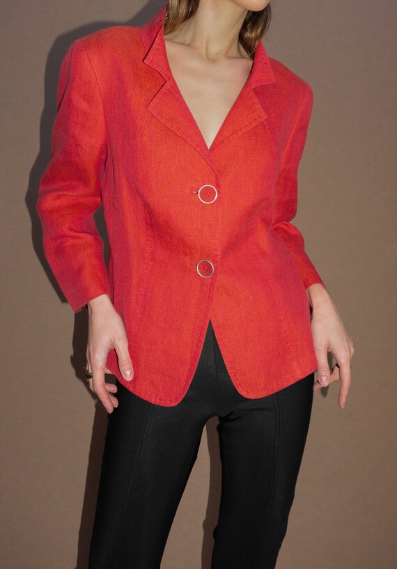 Vintage Max Mara Red Blazer Linen Jacket - Gem