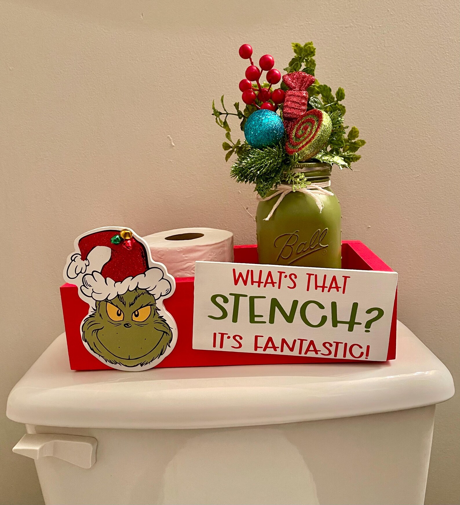 Funny Grinch Toilet Paper Organizer Christmas Bathroom Decor What's ...
