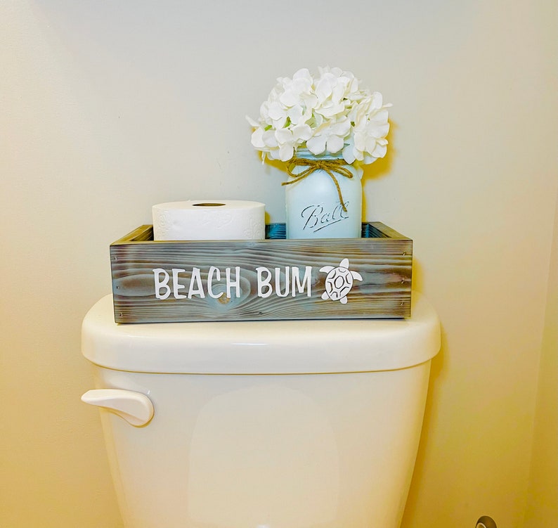 Coastal Bathroom Decor Fun TP Storage Box Beach Bum Decor | Etsy