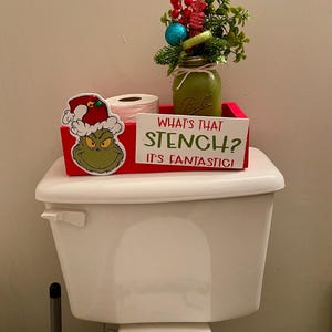 Funny Grinch Toilet Paper Organizer Christmas Bathroom Decor What's ...