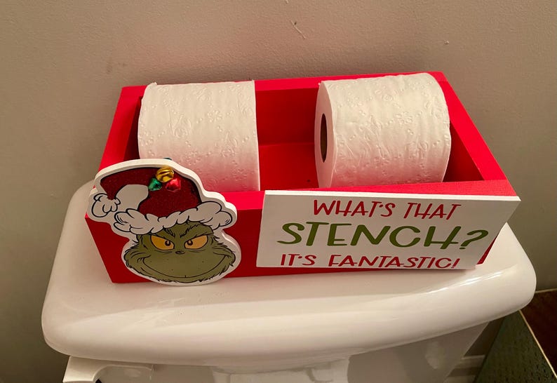 Funny Grinch Toilet Paper Organizer Christmas Bathroom Decor What's ...
