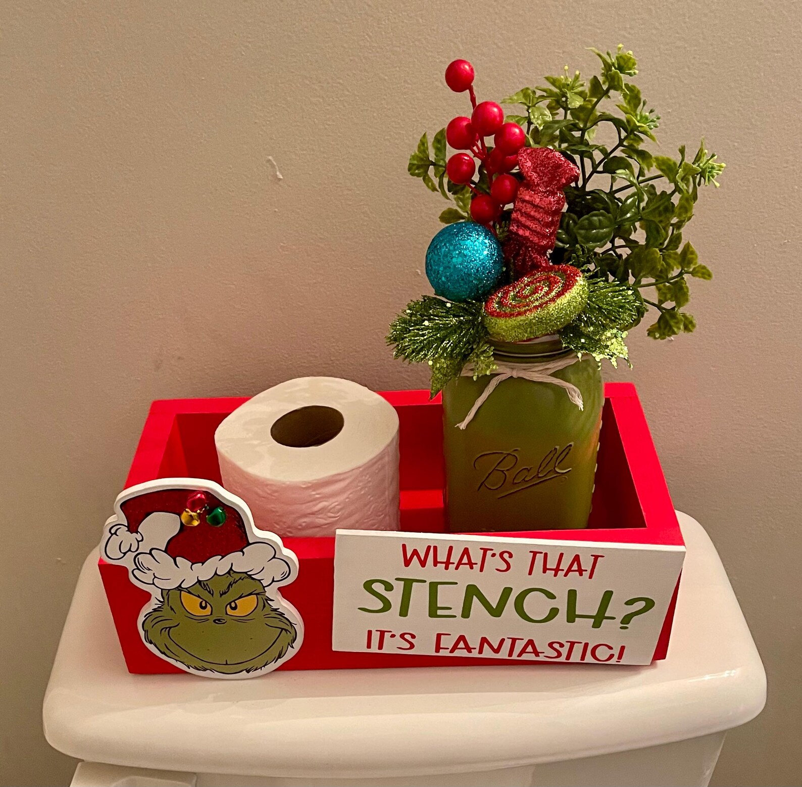 Funny Grinch Toilet Paper Organizer Christmas Bathroom Decor What's ...
