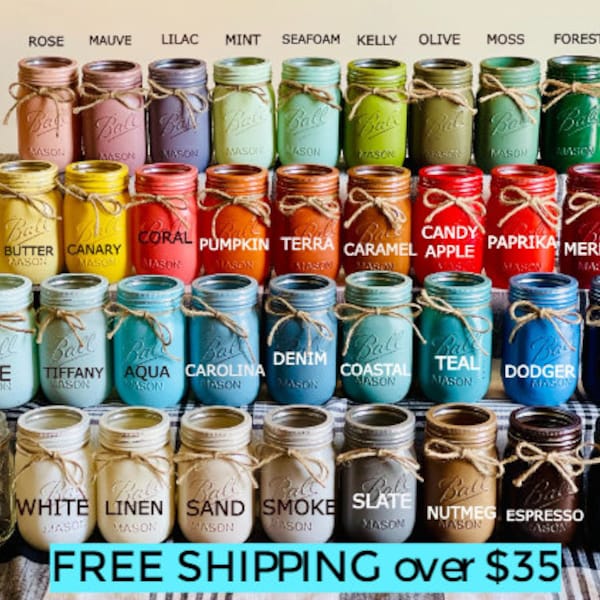 Painted Mason Jars - Etsy