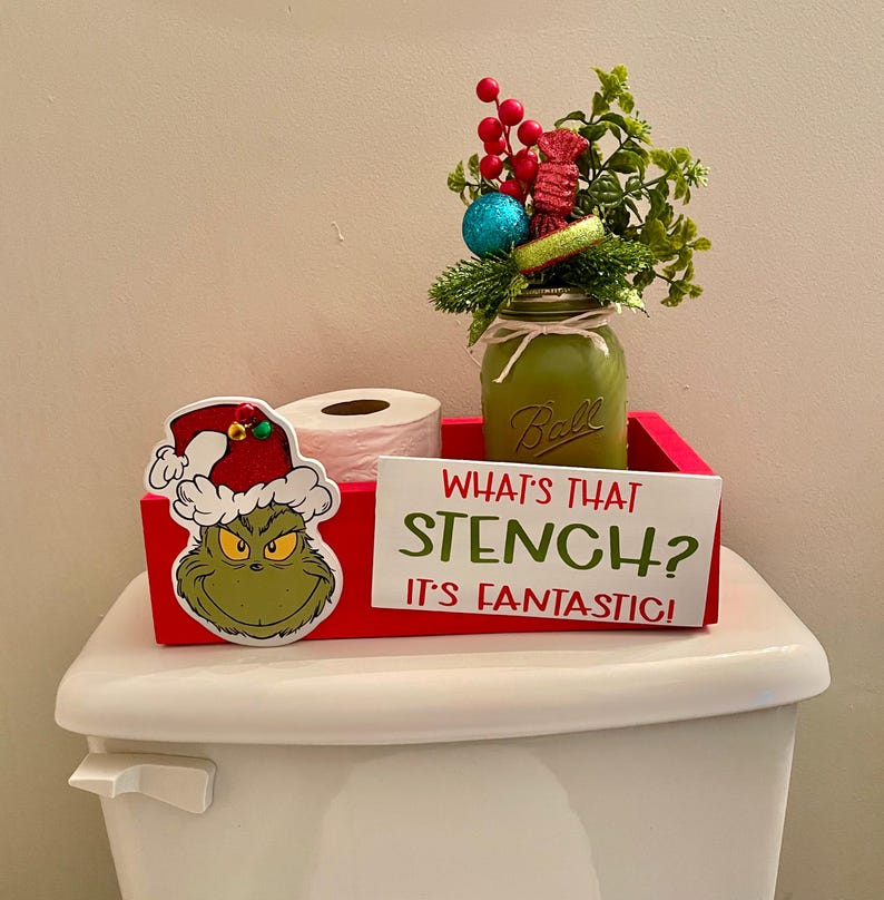 Funny Grinch Toilet Paper Organizer Christmas Bathroom Decor What's ...