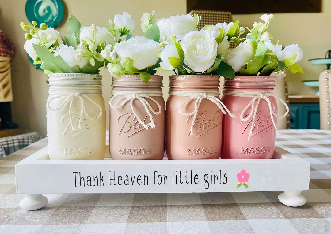 Elegant Baby Shower Centerpiece: Ombre Mason Jars, Nursery Decor - Etsy
