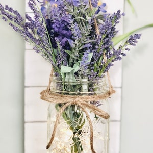 Rustic Hanging Mason Jar Lantern With Shiplap and Lavender for ...