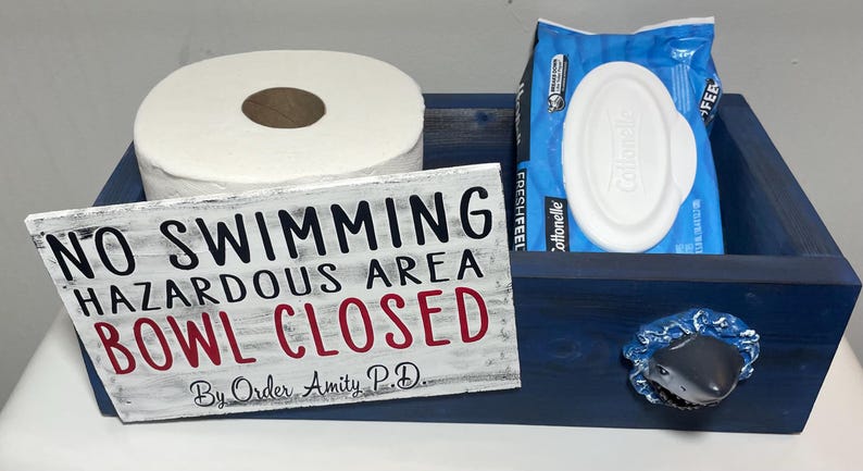 Jaws-inspired Wooden Toilet Paper Holder: Shark Decor for Bathroom ...