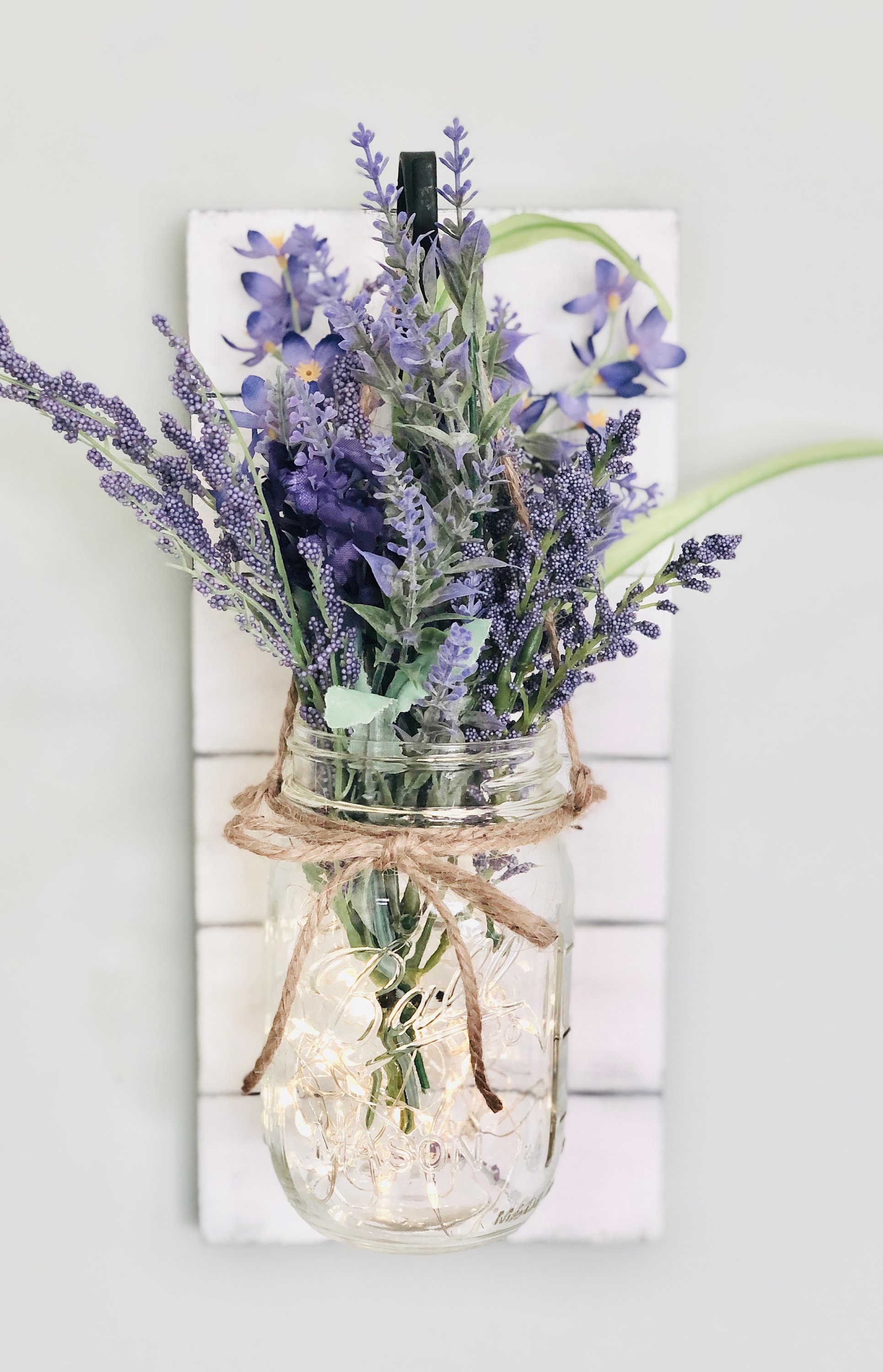 Shiplap Wall Decor, Mason Jar Lit Sconce, Farmhouse Wall Decor, Lit ...