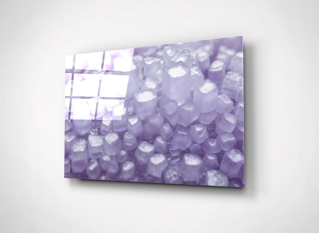 Jewel Amethyst Wall Art Tempered Glass, Violet Crystals Artwork for ...