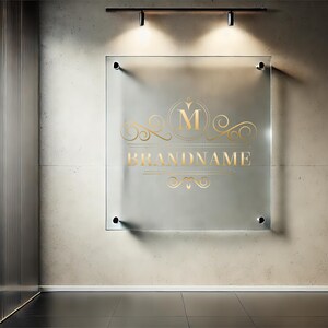 Custom Tempered Glass Business Logo Sign: Office Wall Decor - Etsy